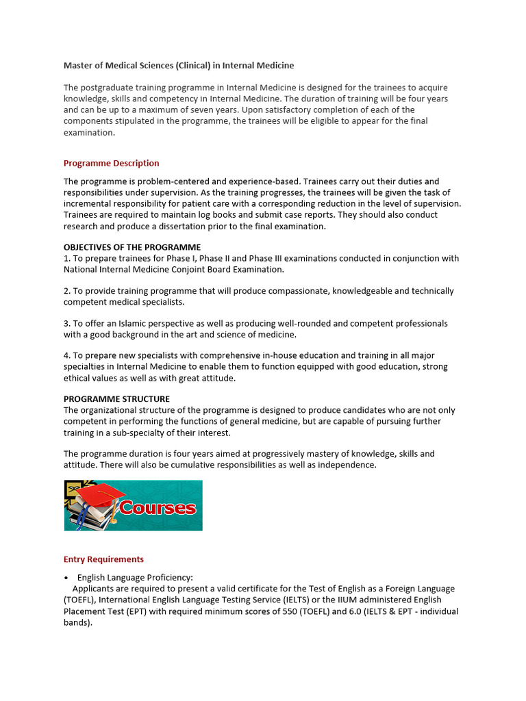 Master of Medical Sciences in Internal Medicine | PDF | Internal ...