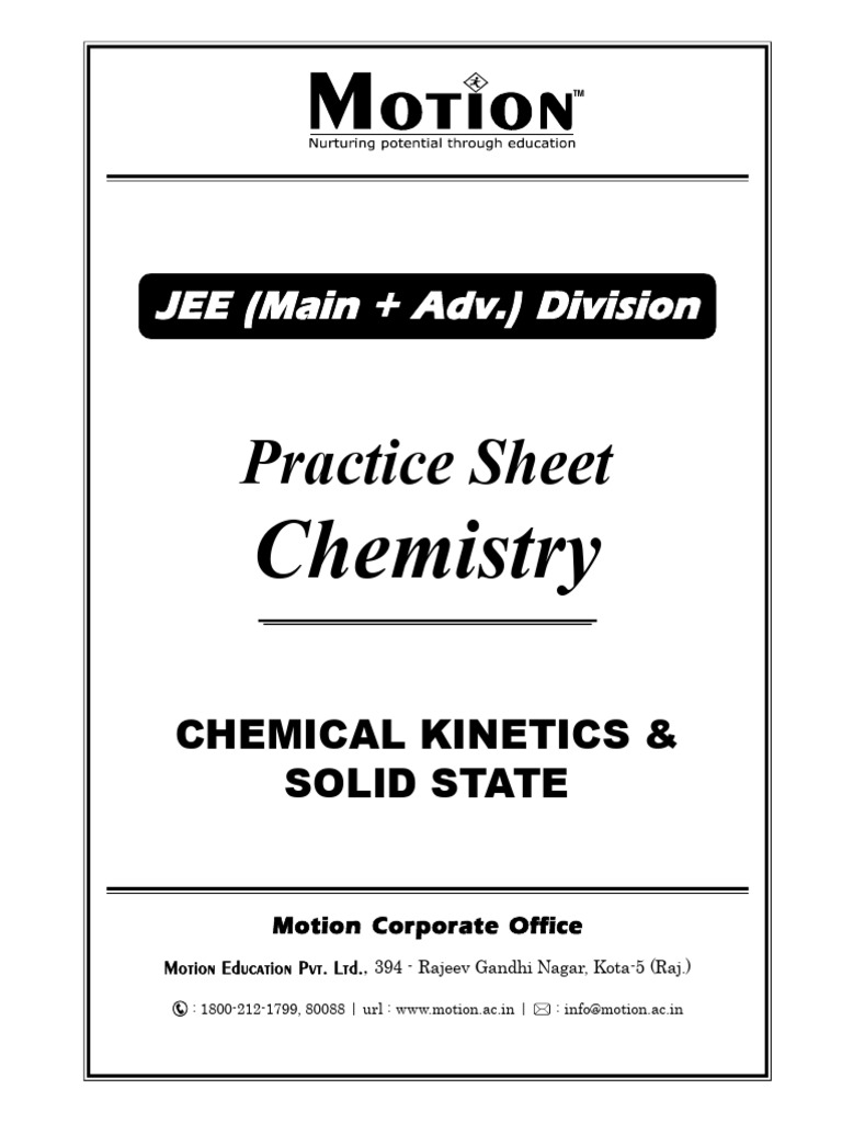 Chemical Kinetics & Solid State Practice | PDF | Gases | Chemical Reactions