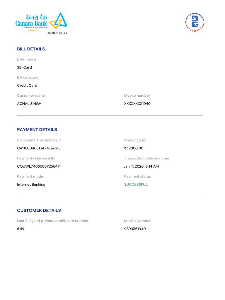 Bbps - Receipt | PDF