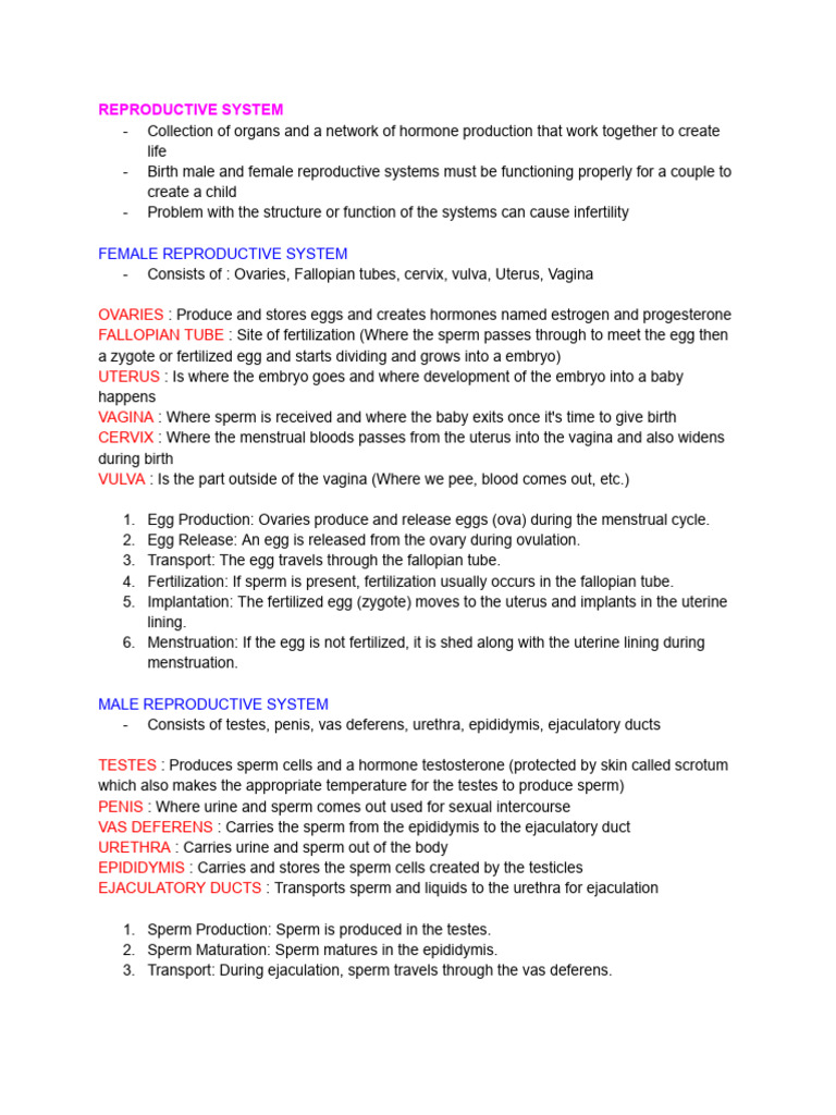 REPRODUCTIVE SYSTEM | PDF | Meiosis | Mitosis