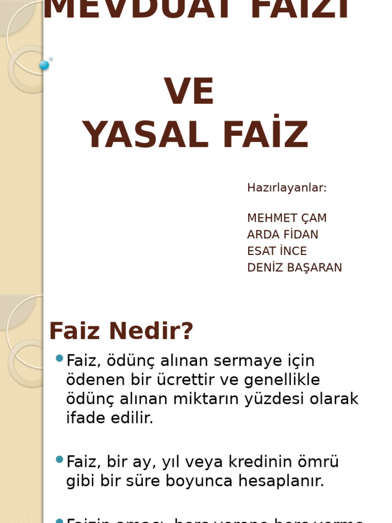 Mevduat Faizi Ve Yasal Faiz | PDF
