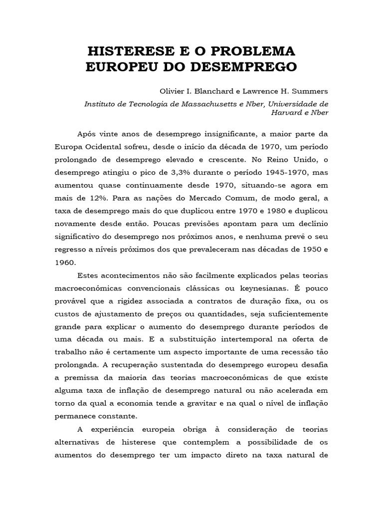 Olivier I. Blanchard & Lawrence H. Summers - Hysteresis and the ...