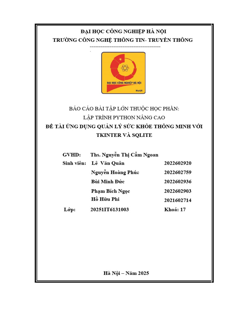 Báo cáo BTL Python- Nhóm 1 | PDF