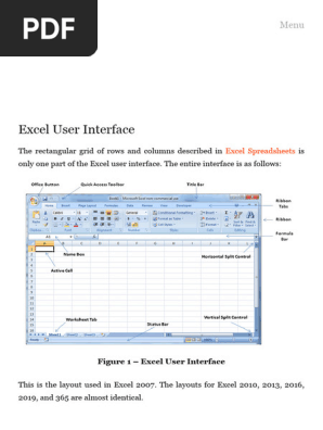 Different Components Of Excel Workbook User Interface