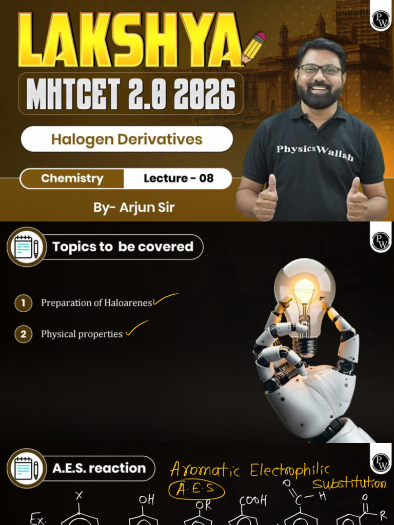 Halogen Derivatives 08 Class Notes Lakshya MHTCET 2.0 2026 PDF | PDF