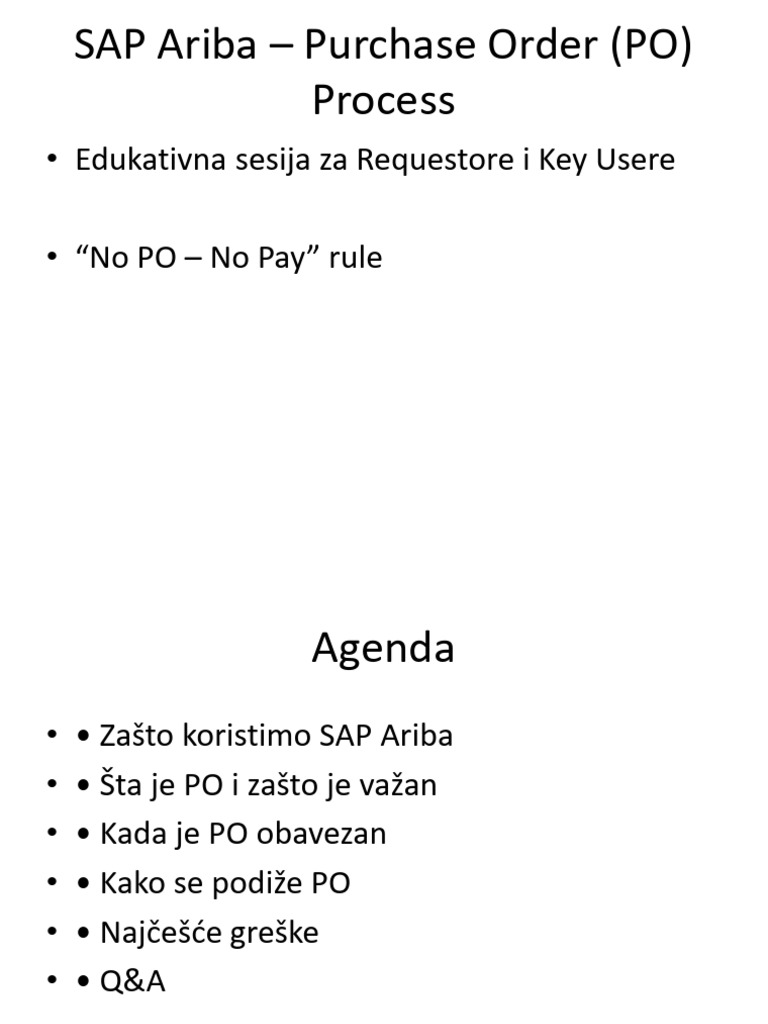 SAP Ariba PO Edukacija FINAL | PDF
