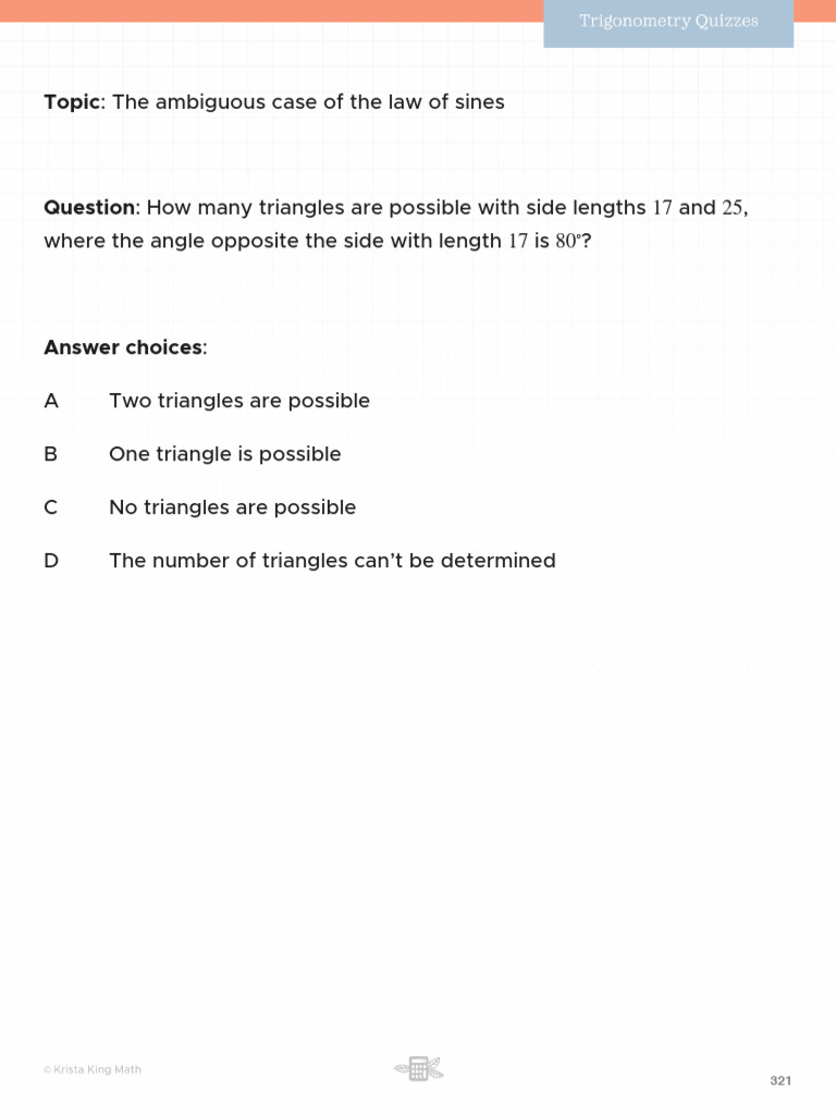 002 The Ambiguous Case of The Law of Sines | PDF | Triangle ...