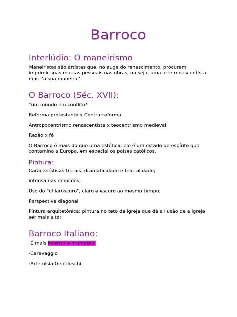 Barroco 1 | PDF | Barroco | Renascimento