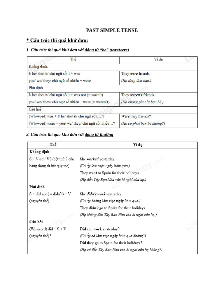 Past Simple Tense | PDF