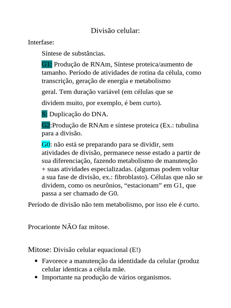 Divisão Celular | PDF