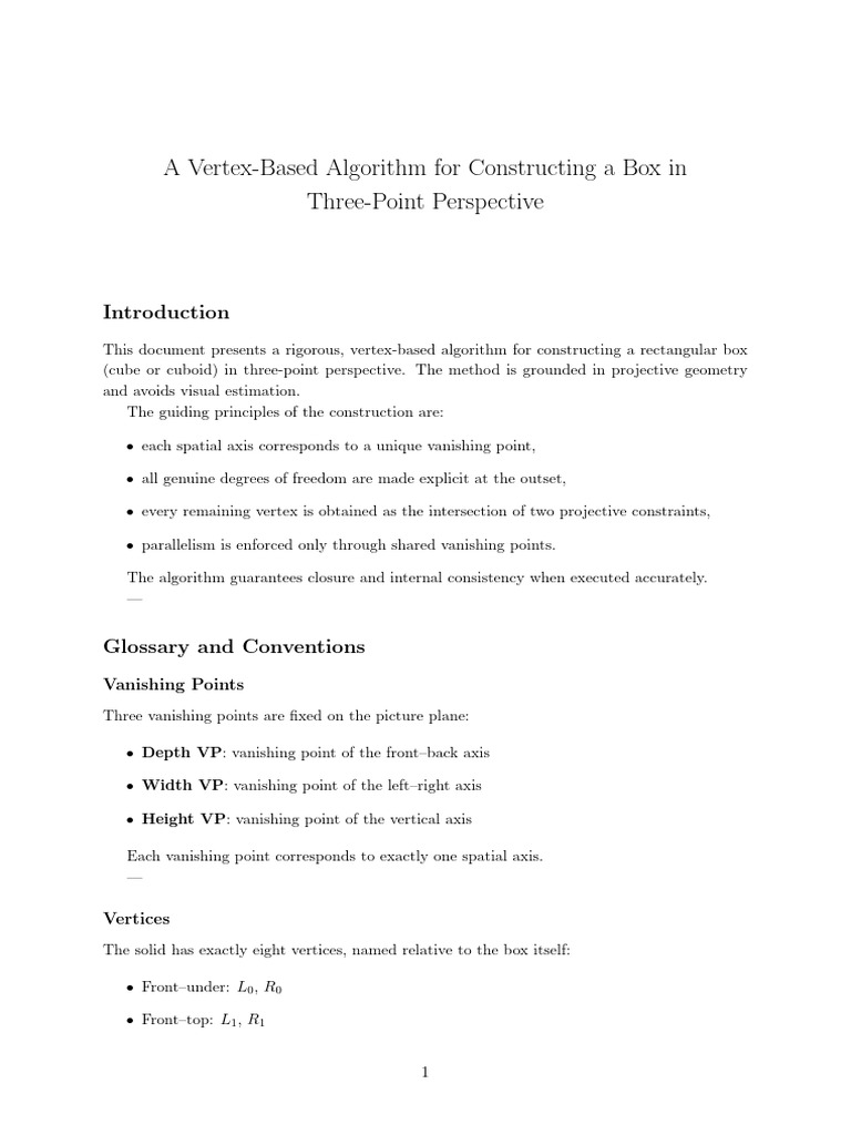 Vertex Algorithm for 3-Point Perspective Box | PDF | Mathematics ...