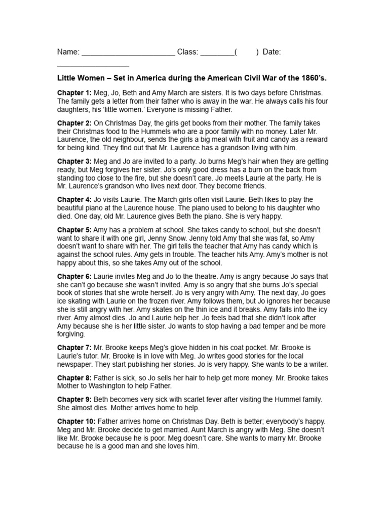 Little Women Chapter Summaries | PDF | Little Women