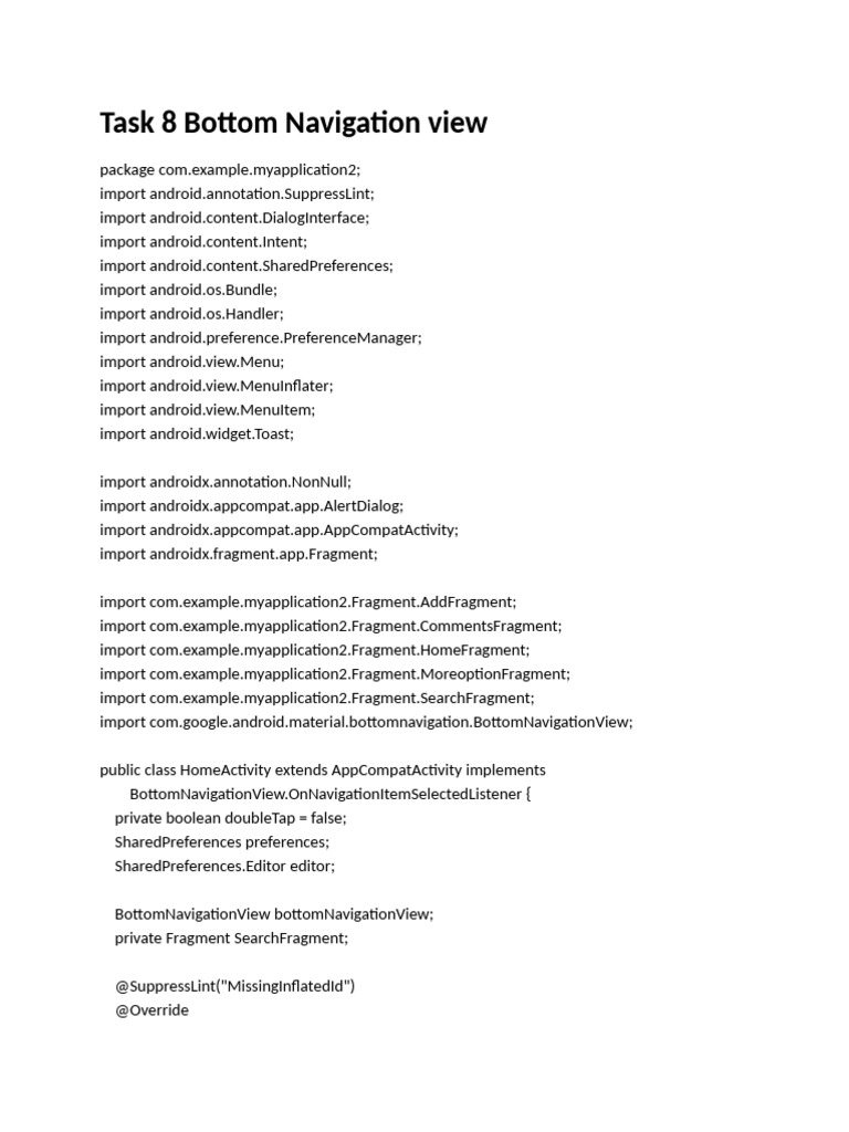 Task 8 Bottom Navigation View | PDF | Computing | Embedded Linux ...