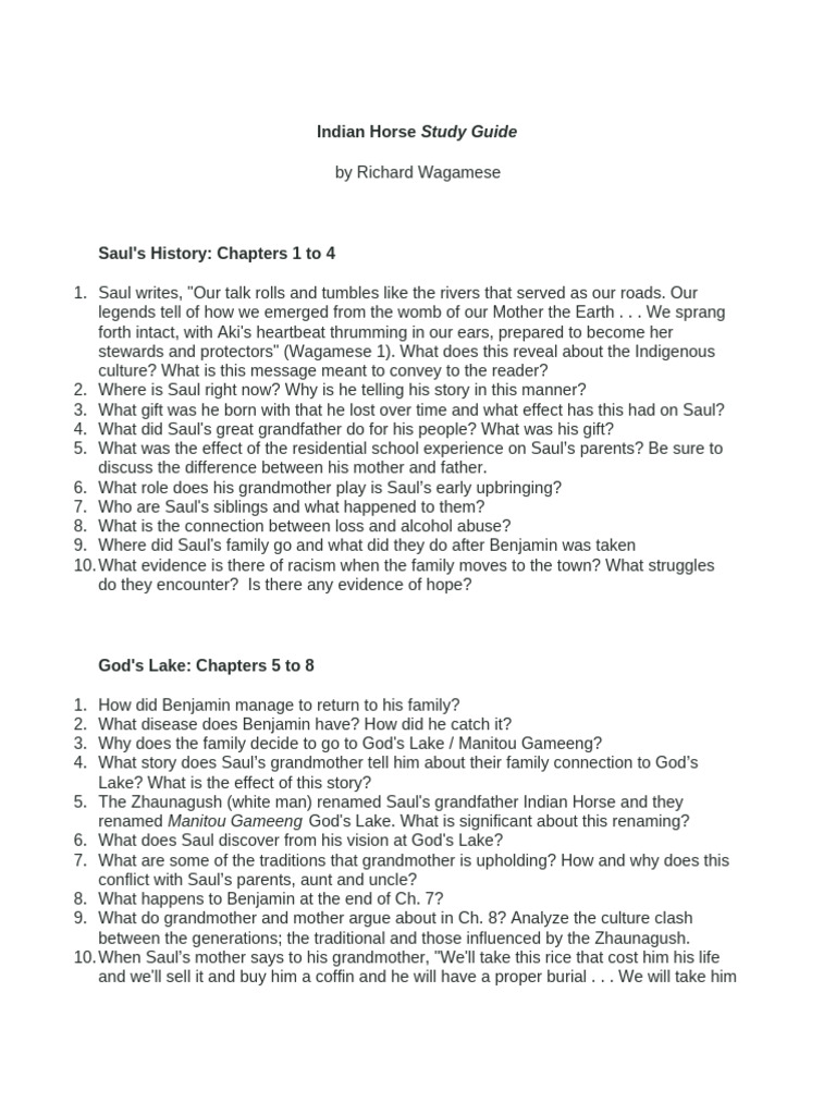 Indian Horse Novel Study | PDF | Poetry