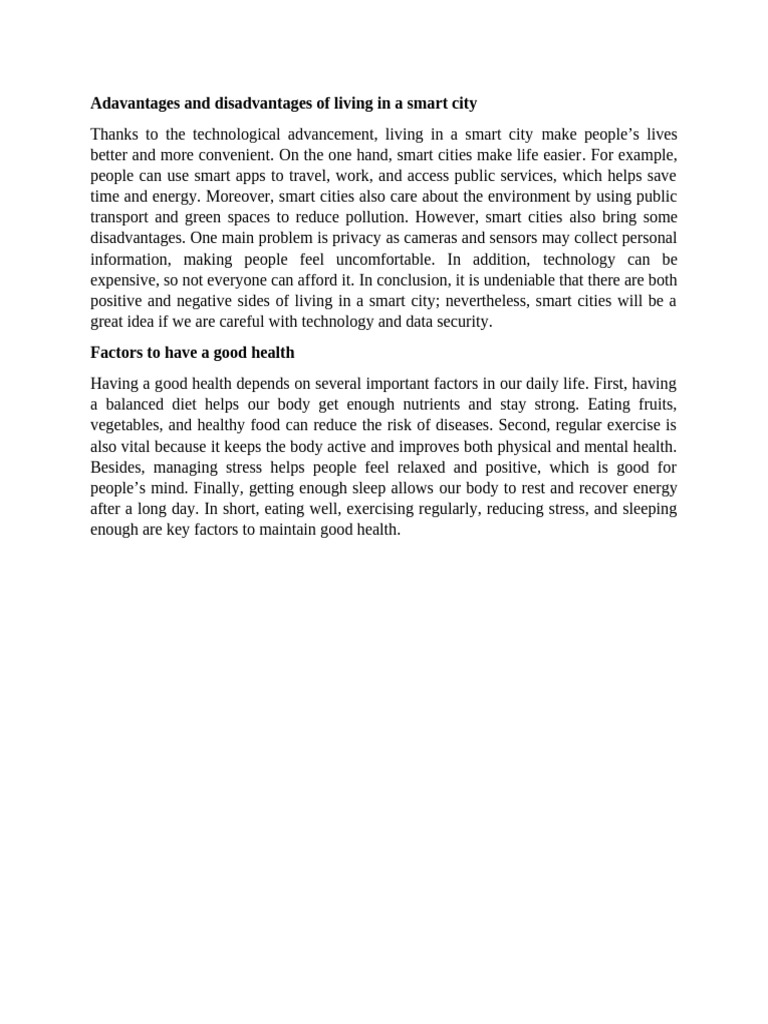 Adavantages and Disadvantages of Living in a Smart City | PDF