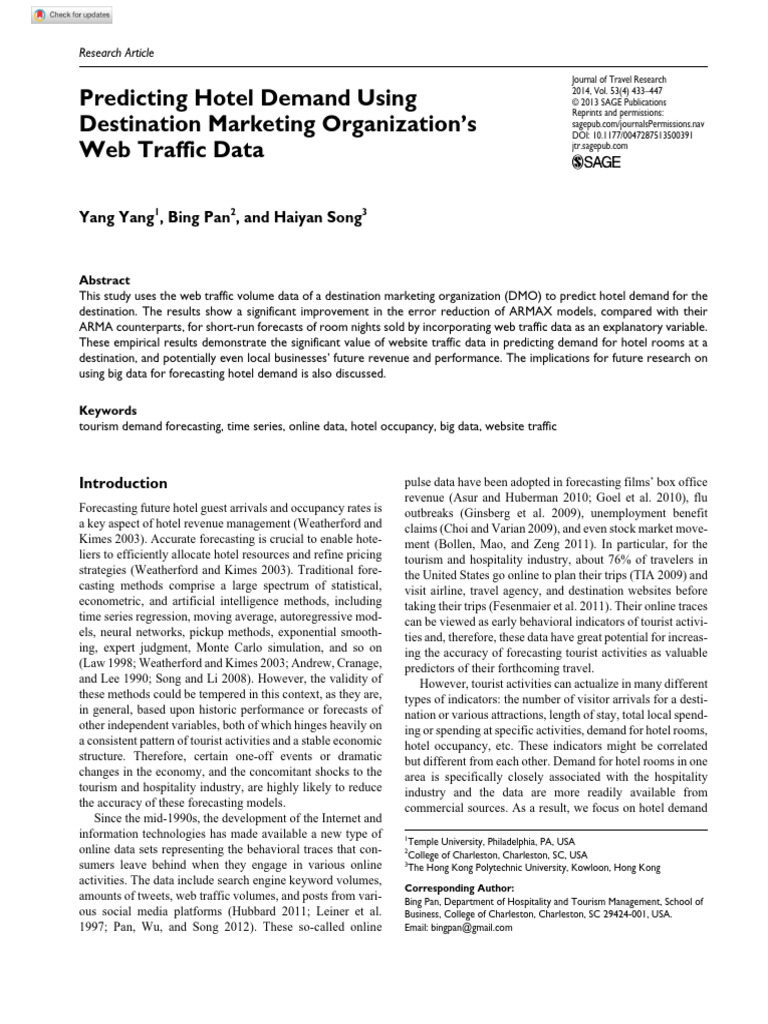 Predicting Hotel Demand with Web Data | PDF | Forecasting | Linear ...