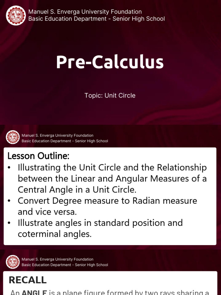 Understanding the Unit Circle in Pre-Calculus | PDF | Angle | Circle