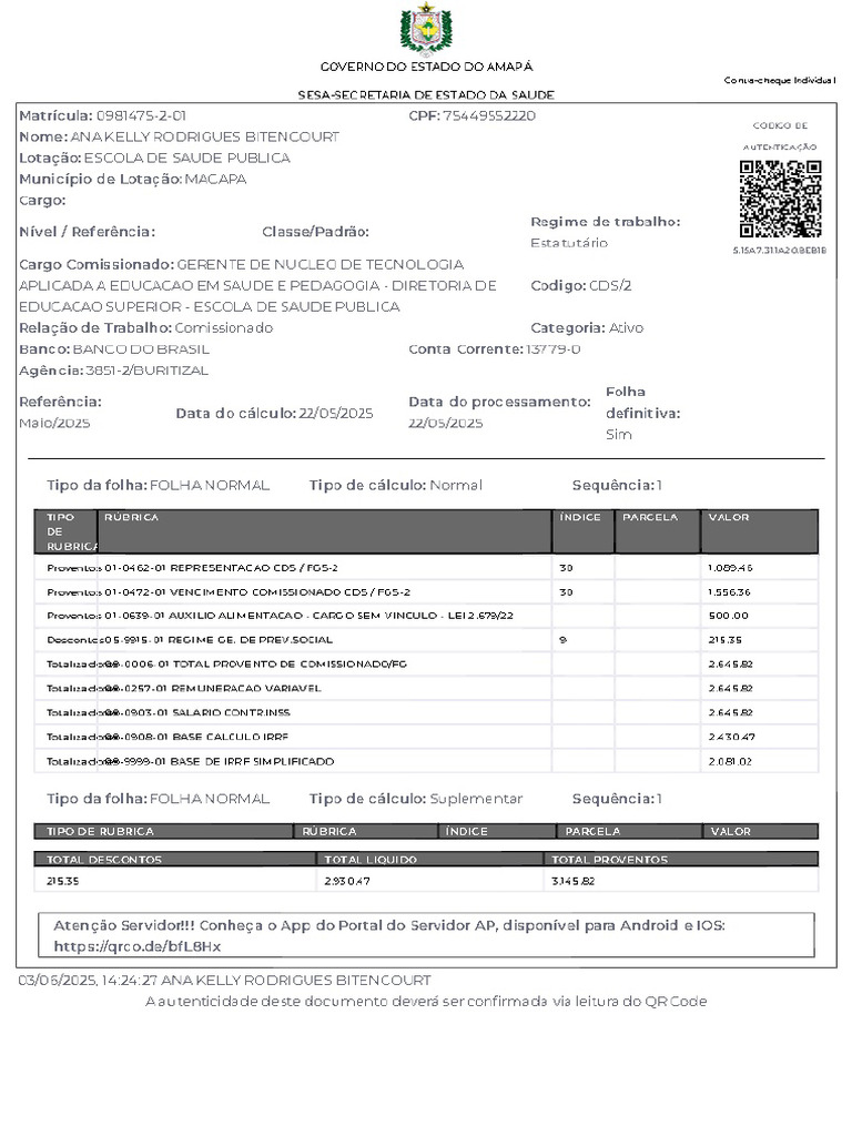 Contra Cheque | PDF