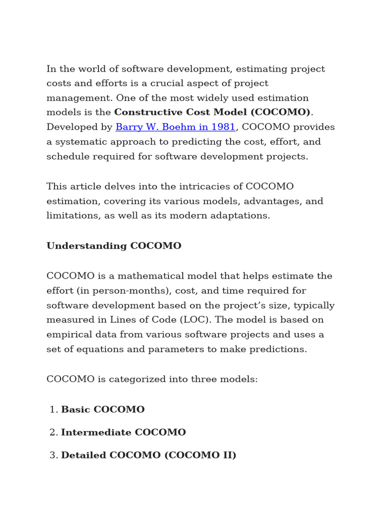 cocomo-model | PDF | Applied Mathematics