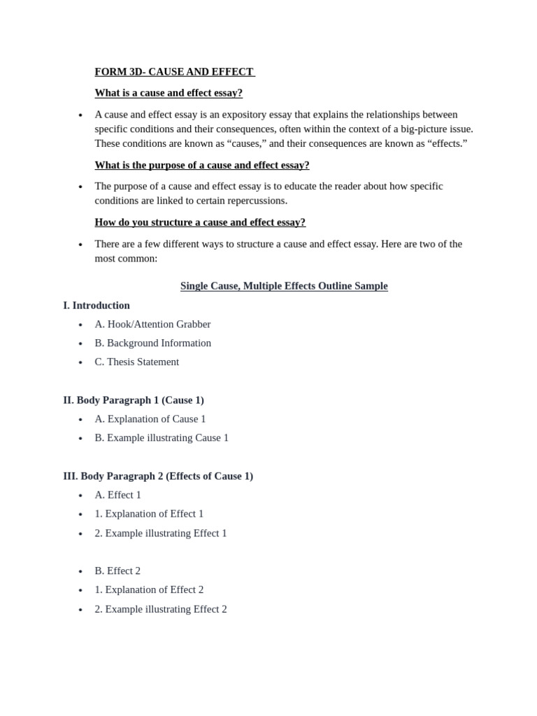 Cause and Effect Essay Guide | PDF | Essays | Causality