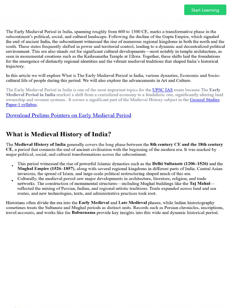 Early Medieval Period in India, History, Rulers, Dynasties, UPSC Notes ...