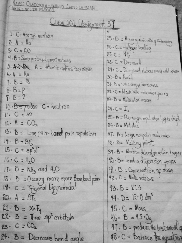 Chem 101 Assignment3-Compressed | PDF