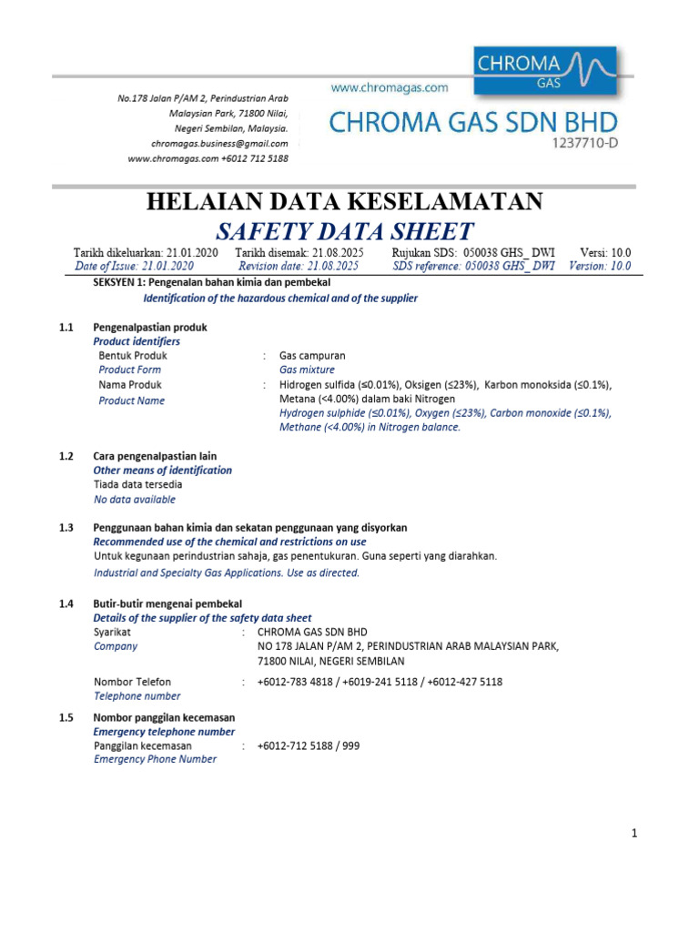 Sds#050038 Ghs Dwi | PDF
