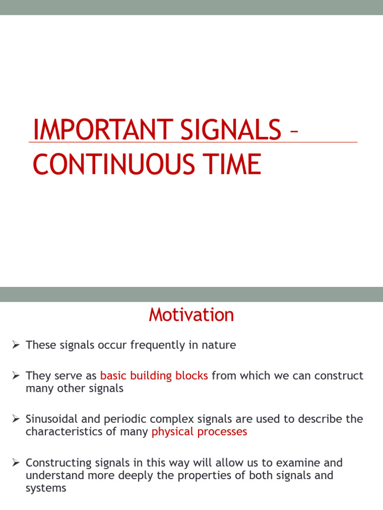 Lecture 4 Important Signals CT | PDF | Mathematics | Mathematical Analysis