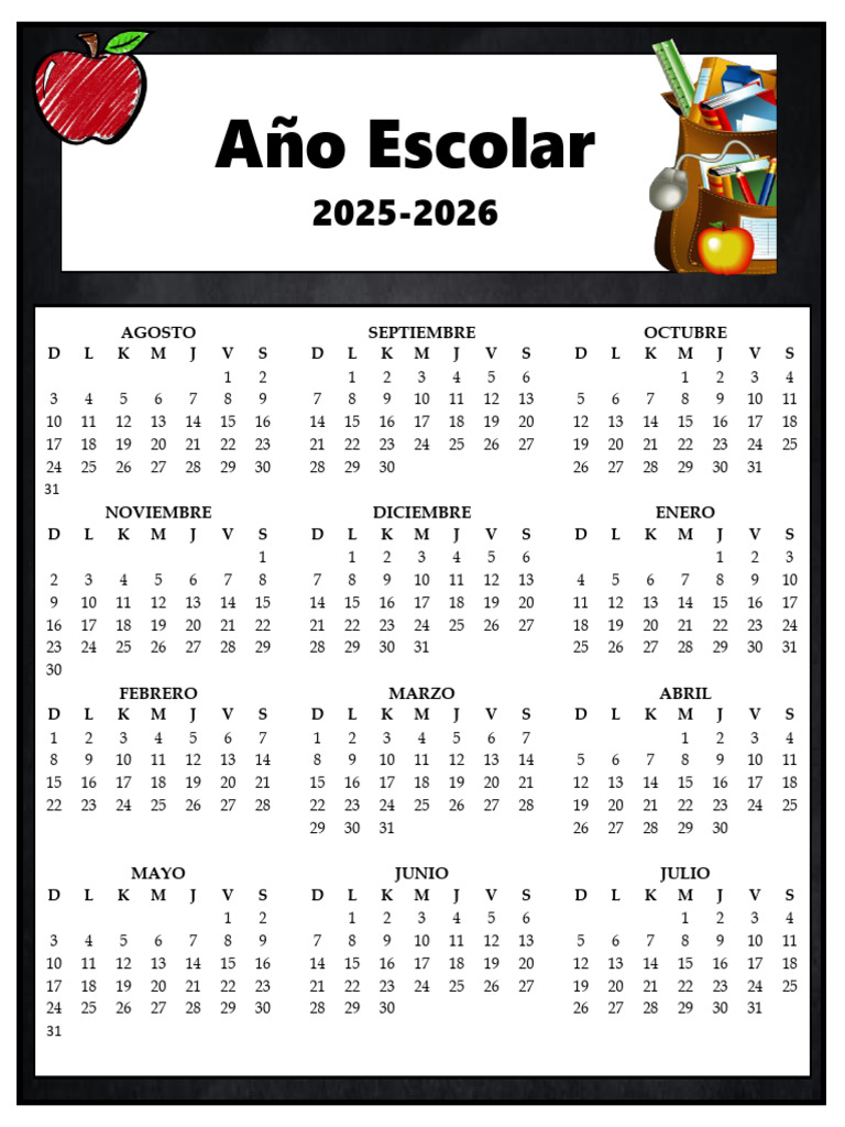 Calendario Escolar 2025-2026 | PDF