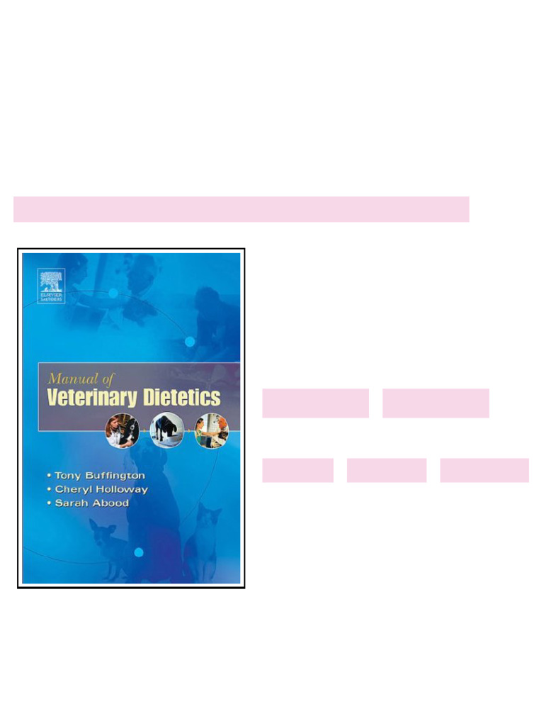 (Ebook) Manual of Veterinary Dietetics by Tony Buffington, Cheryl ...