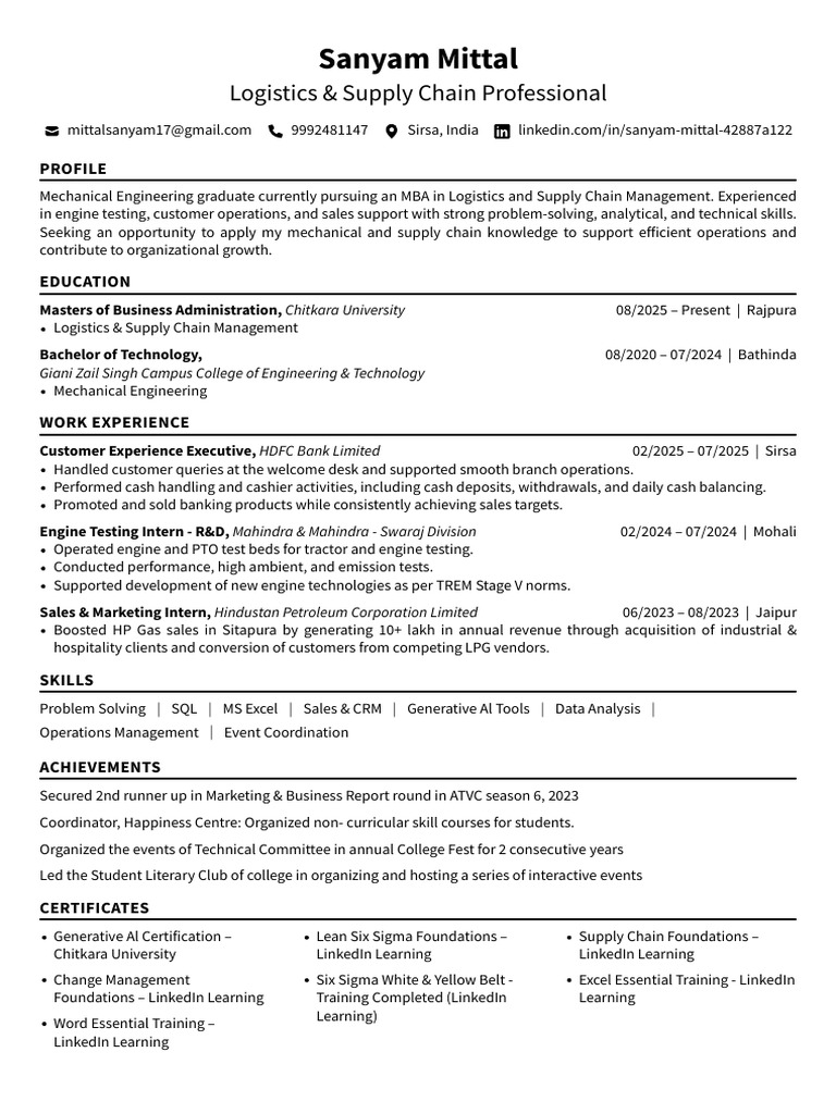 Sanyam Mittal FlowCV Resume 20251222 Removed | PDF | Business