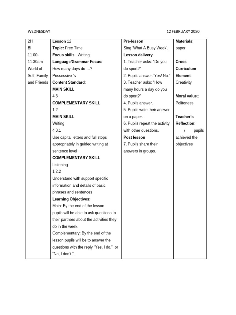 0212 Wed Lesson 12 | PDF | Curriculum | Teachers