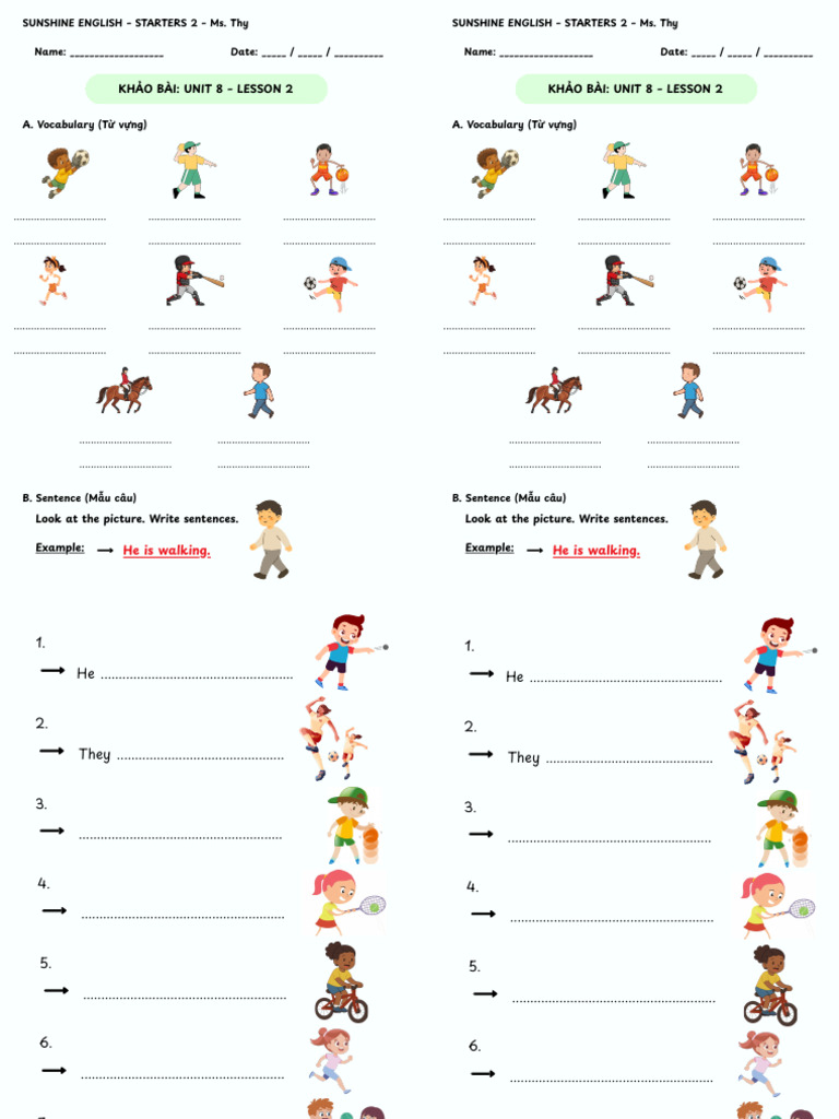 Sunshine English Starters 2 Unit 8 Worksheet | PDF | Chess Theory ...