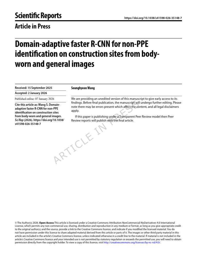 Domain-adaptive faster R-CNN for non-PPE identification on construction ...