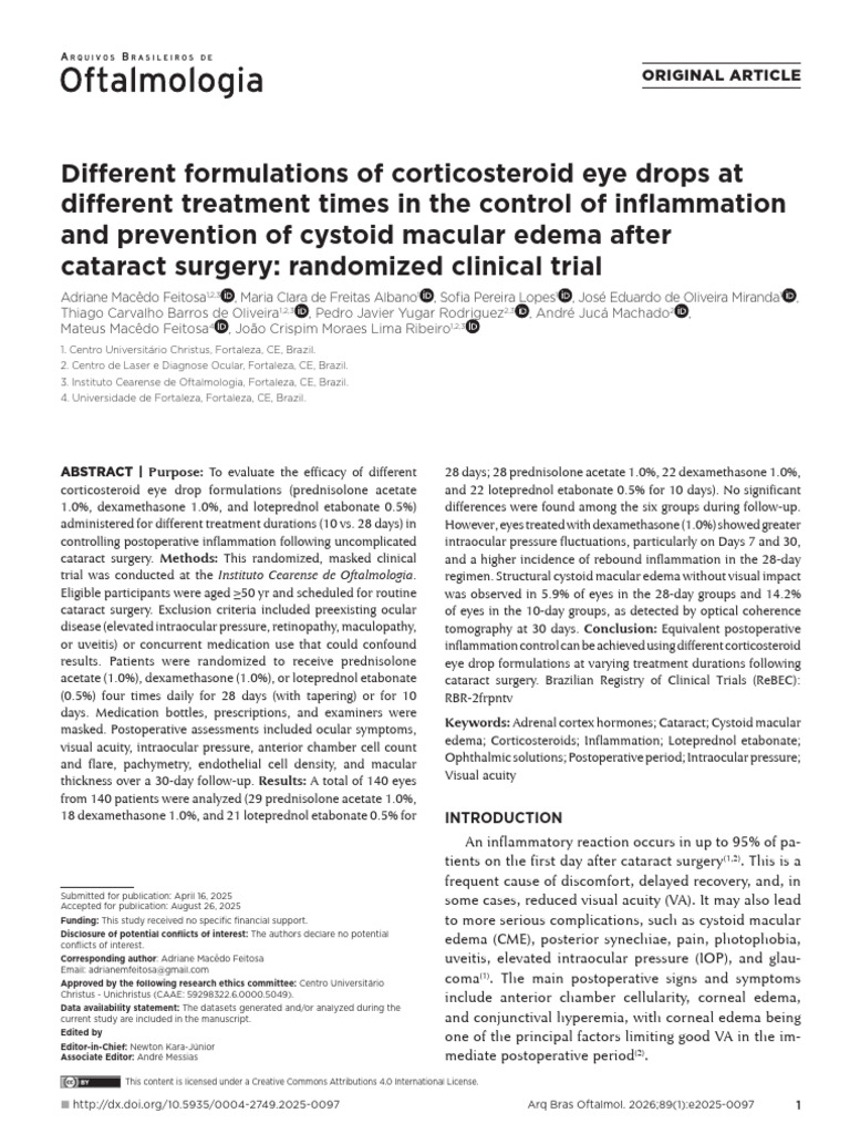 Corticosteroid Eye Drops Post-Cataract Surgery | PDF | Cataract ...