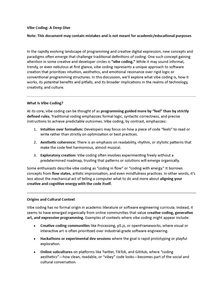 Vibe Coding - What It is, How It Works and Its Implications | PDF ...