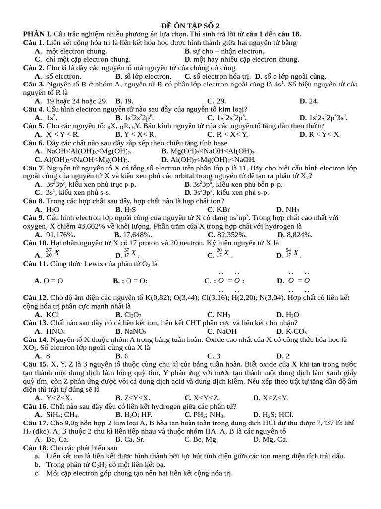 ĐỀ ÔN TẬP 2-OK | PDF