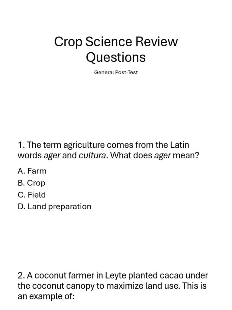 Crop Science - General Post-Test Discussion-Questions | PDF | Plant ...