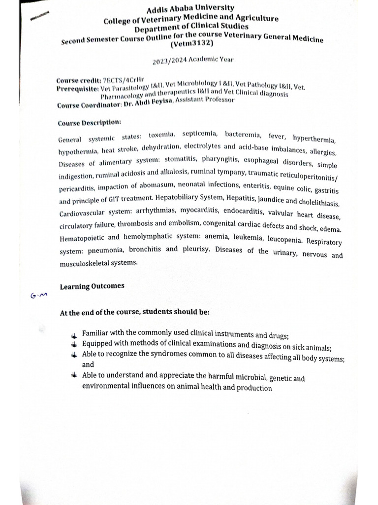 Course Outline General Medicine | PDF