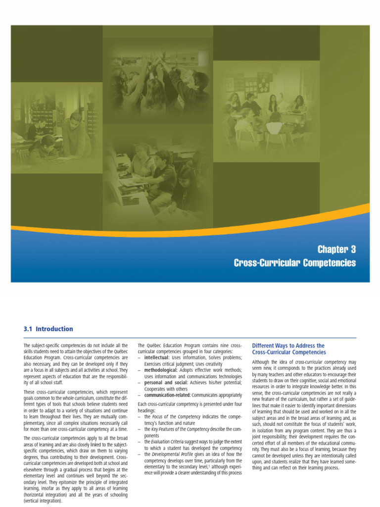 PFEQ Competences Transversales Premier Cycle Secondaire An | PDF ...