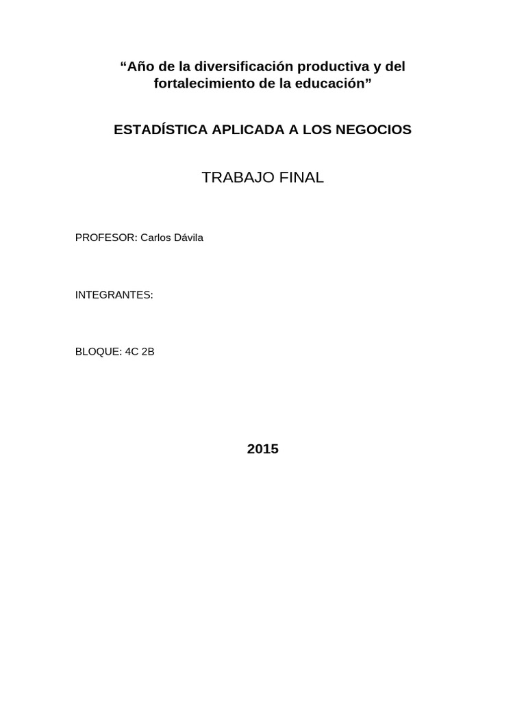 TRABAJO DE ESTADISTICA avance | PDF