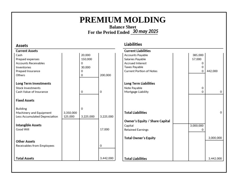 Balance Sheet Template Word | PDF