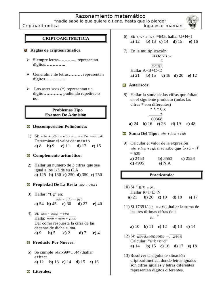 6.CRIPTOARITMETICA.2025.SC | PDF | Matemáticas | Aritmética
