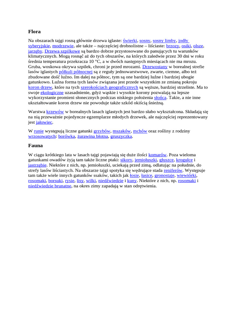 Flora i Fauna Tajgi | PDF