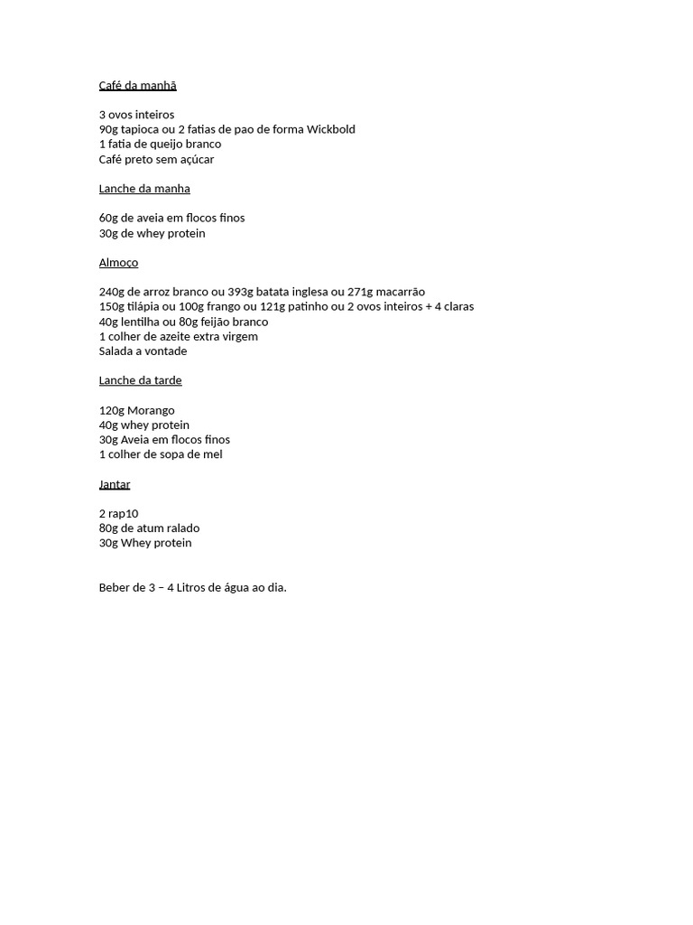 Planejamento Alimentar Rodrigo | PDF