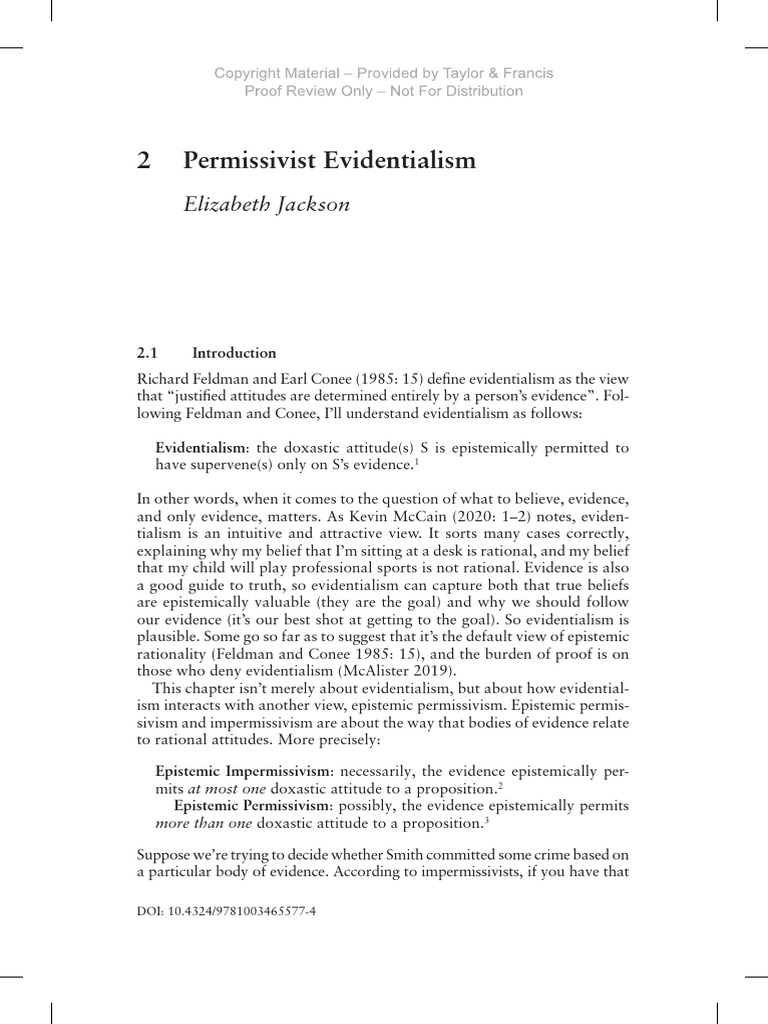 Jackson - Evidentialism Impermissivism | PDF | Evidence | Rationality