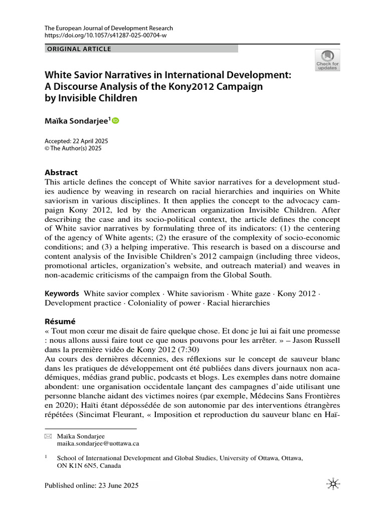 White Savior Narratives in Kony 2012 | PDF | Lord's Resistance Army