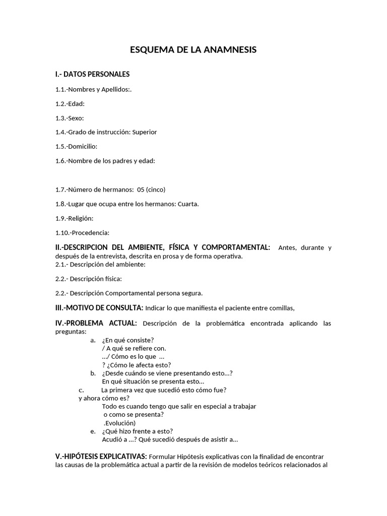 Esquema de Anamnesis Clínica Completo | PDF