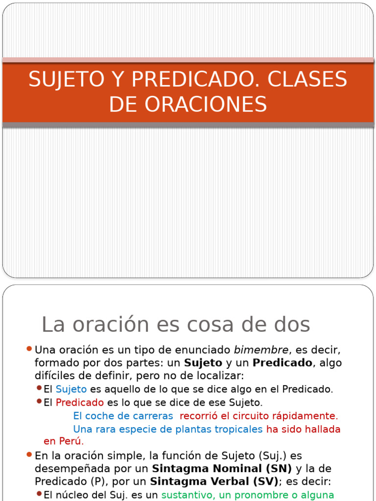 Sujeto y Predicado | PDF | Verbo | Predicado (Gramática)