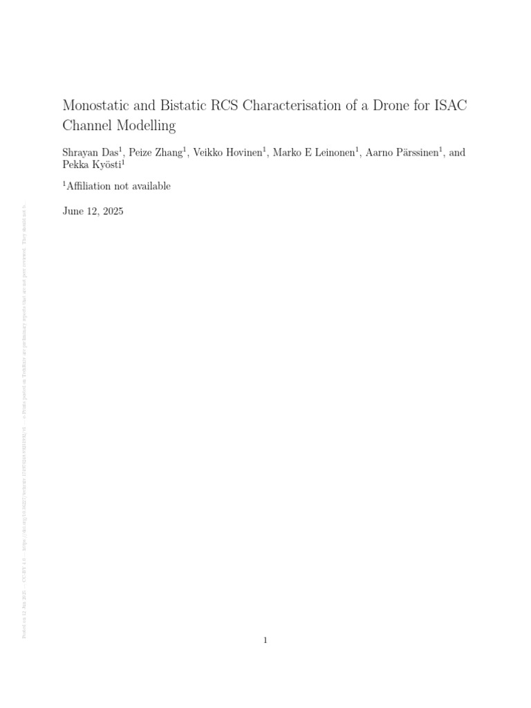 Das 等 - Monostatic and Bistatic RCS Characterisation of a Drone for ...